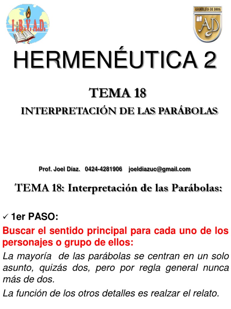 Tema Hermeneútica Interpretación de Las Parábolas | PDF | Parábolas de Jesús | Jesús