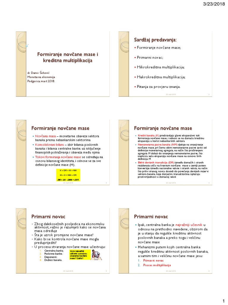 Formiranje Novčane Mase | PDF