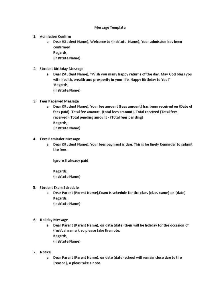Message Template | PDF