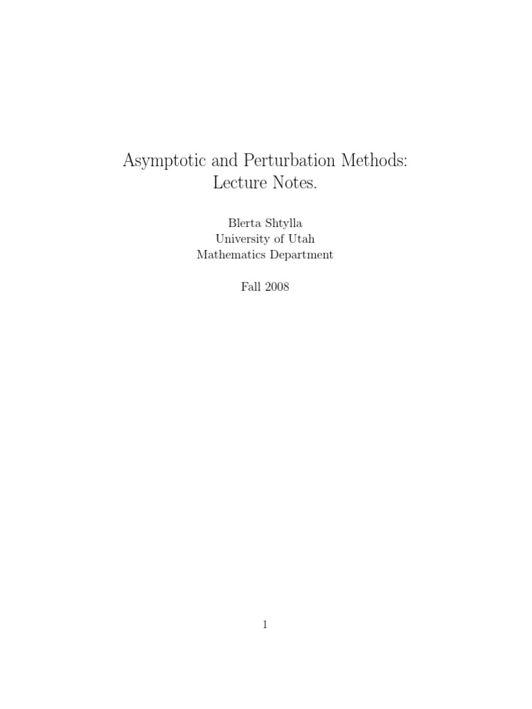 Asymptotic and Perturbation Methods | PDF | Perturbation Theory | Equations