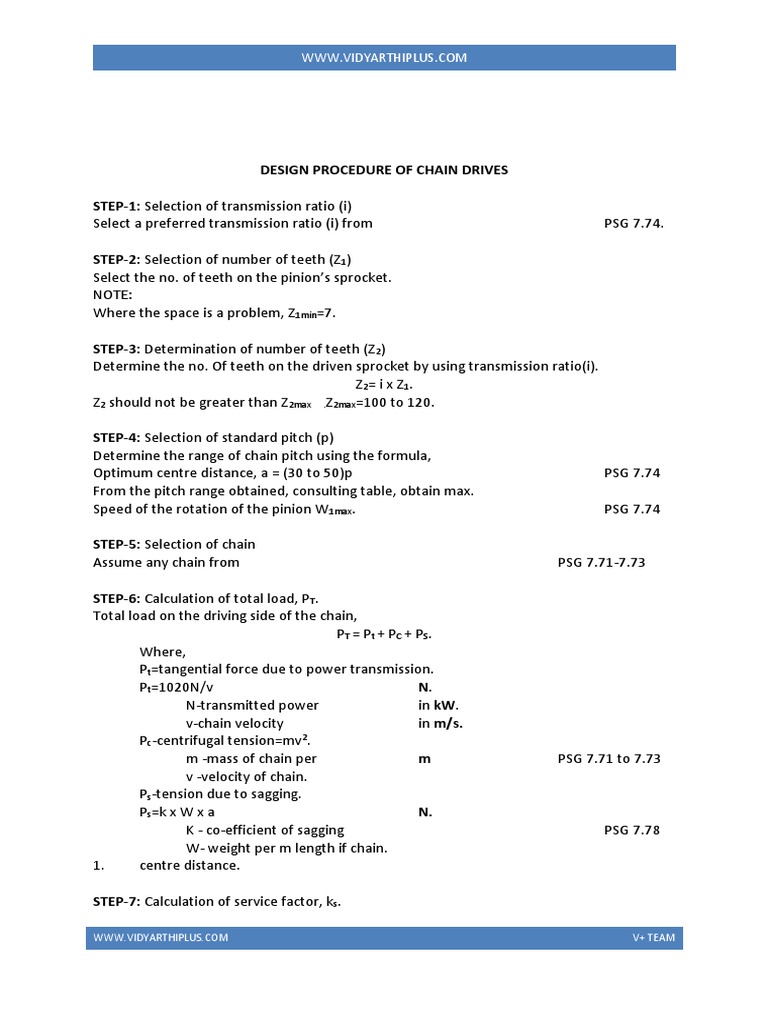 Chain Drive Design Procedure Guide | PDF | Speed | Manufactured Goods