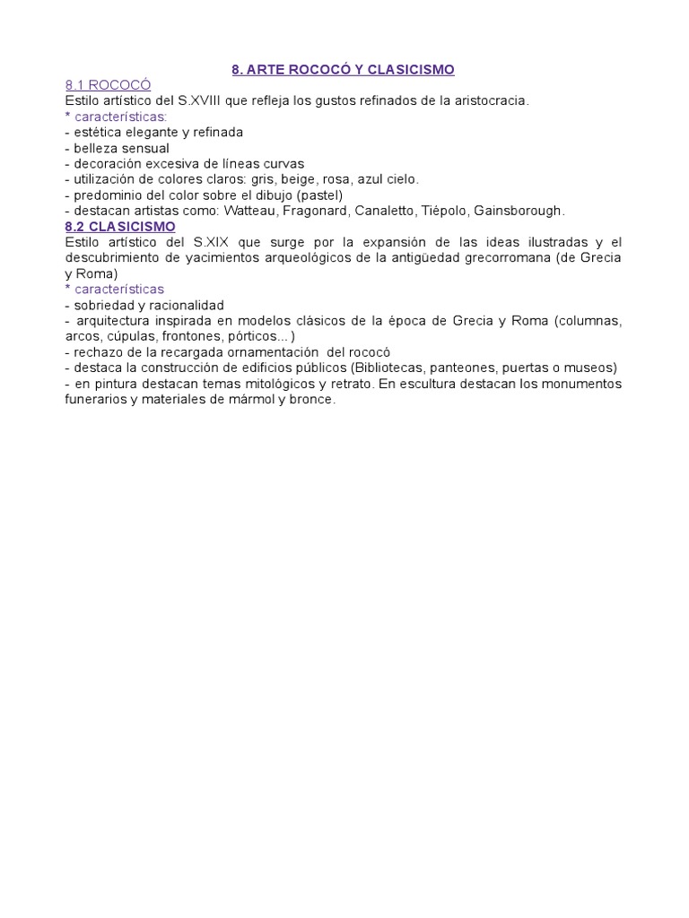 9) Arte Rococó y Clasicismo | PDF
