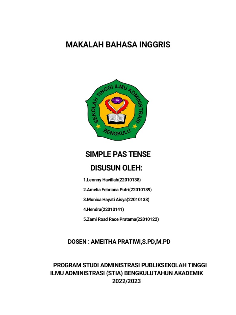 Kliping Makalah Simple Past Tense | PDF | Seni & Disiplin Bahasa