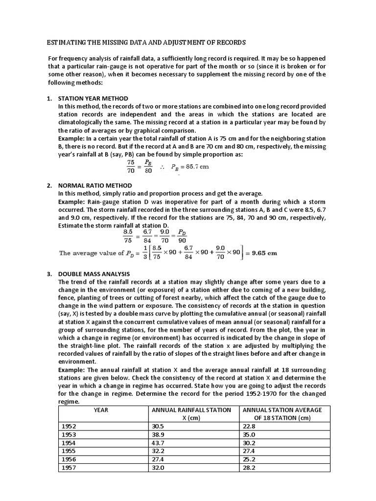 ESTIMATING MISSING RAINFALL DATA | PDF