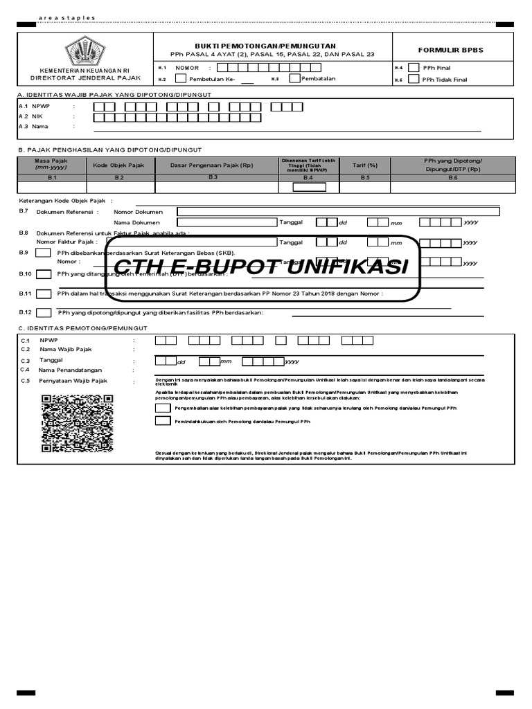 Contoh E-Bupot PPh Unifikasi | PDF