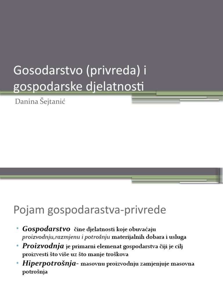 Gosodarstvo (Privreda) I Gospodarske Djelatnosti | PDF