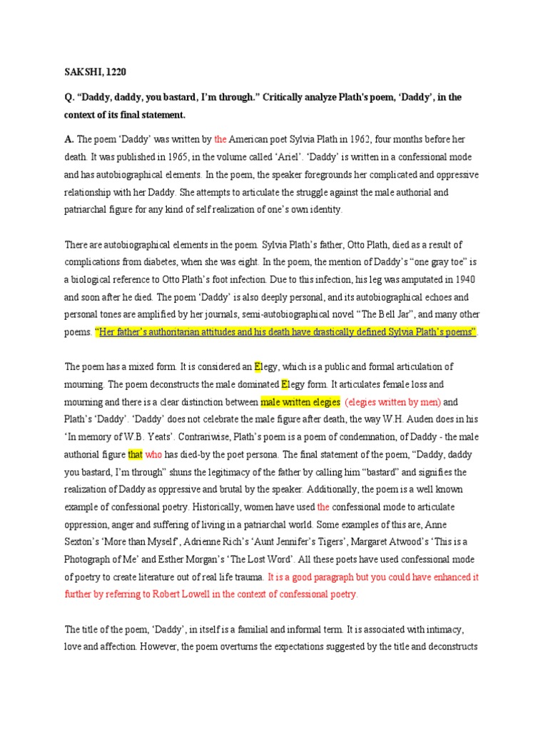 Assignment | PDF | Sylvia Plath | Poetry