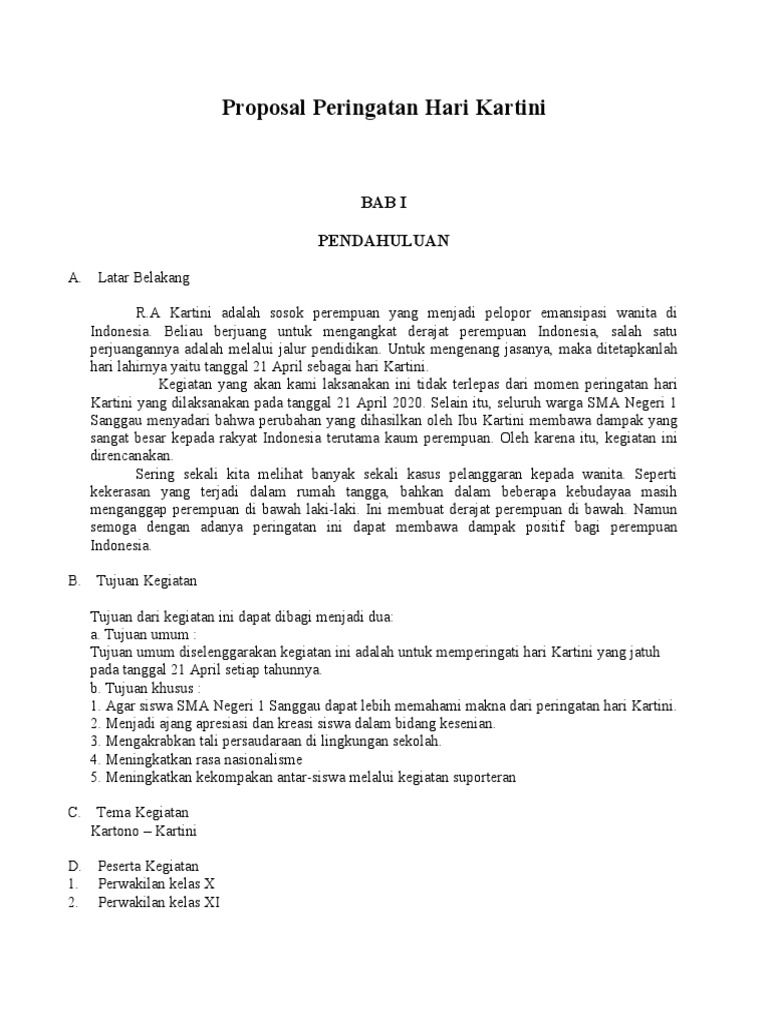 Proposal Peringatan Hari Kartini | PDF | Ilmu Sosial | Perjalanan