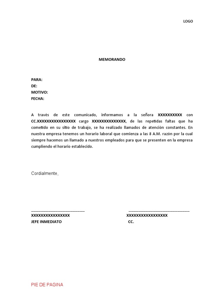 Memorando Llegadas Tarde | PDF