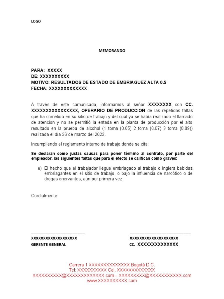 Memorando ALCOHOL | PDF