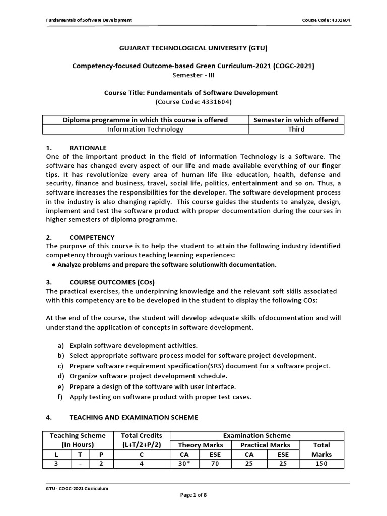 Analyzing the Fundamentals of Software Development: A Competency-Based ...