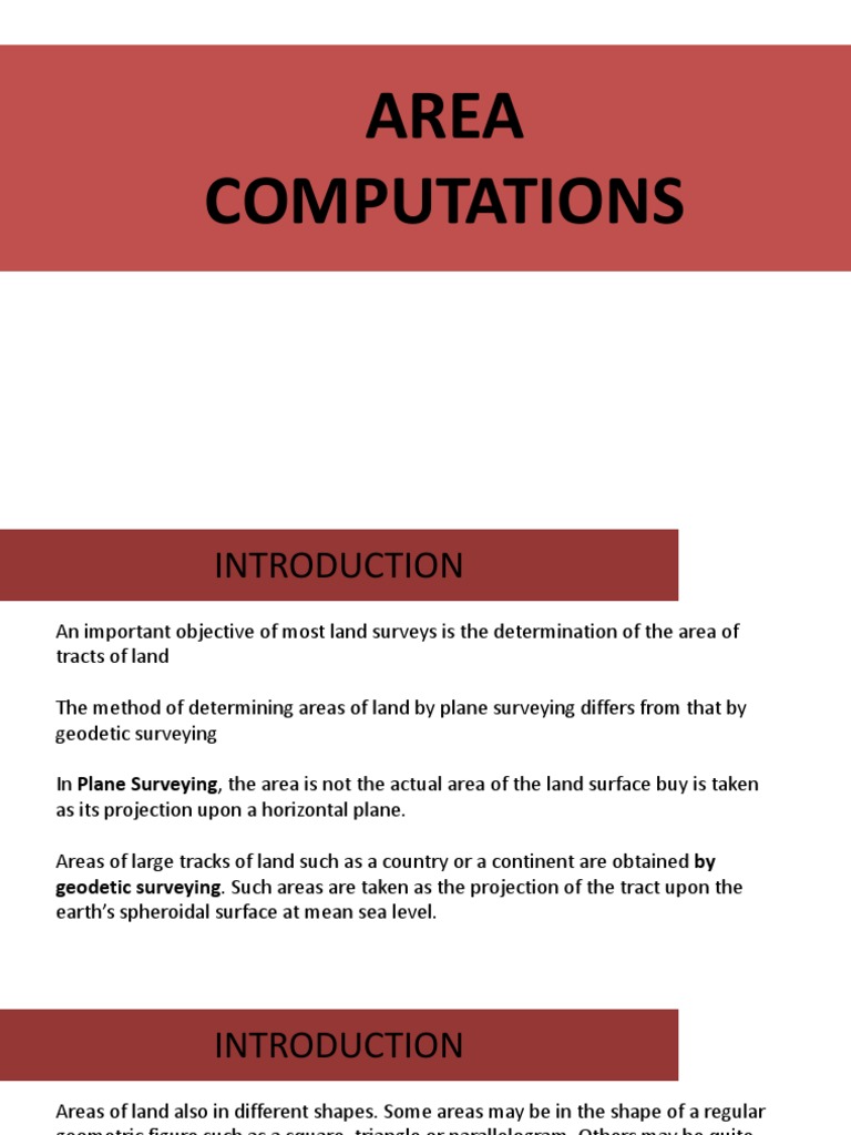 Methods for Calculating Land Area in Surveying | PDF | Triangle | Area