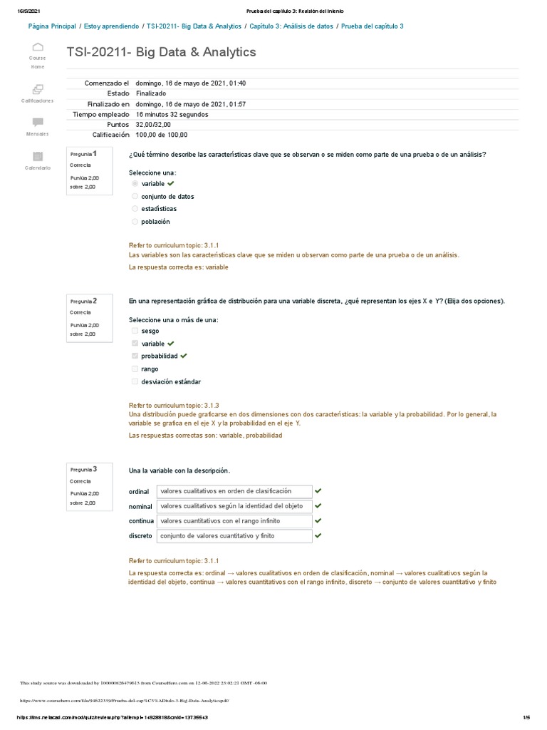Prueba Del Cap Tulo 3 Big Data Analytics PDF | PDF | infinito | Lenguaje de programación
