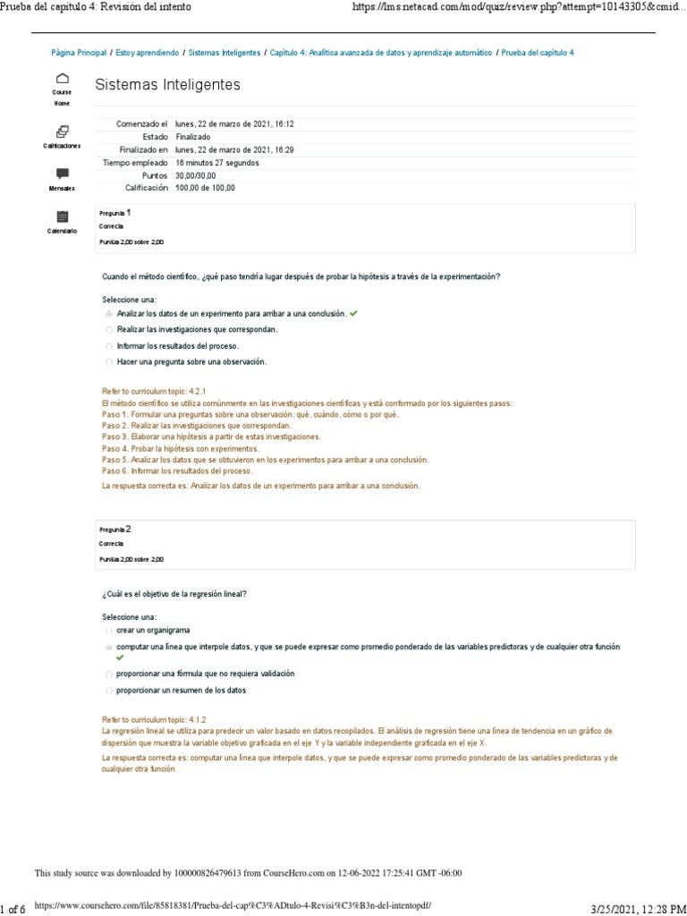 Prueba Del Cap Tulo 4 Revisi N Del Intento PDF | PDF | Experimentar ...