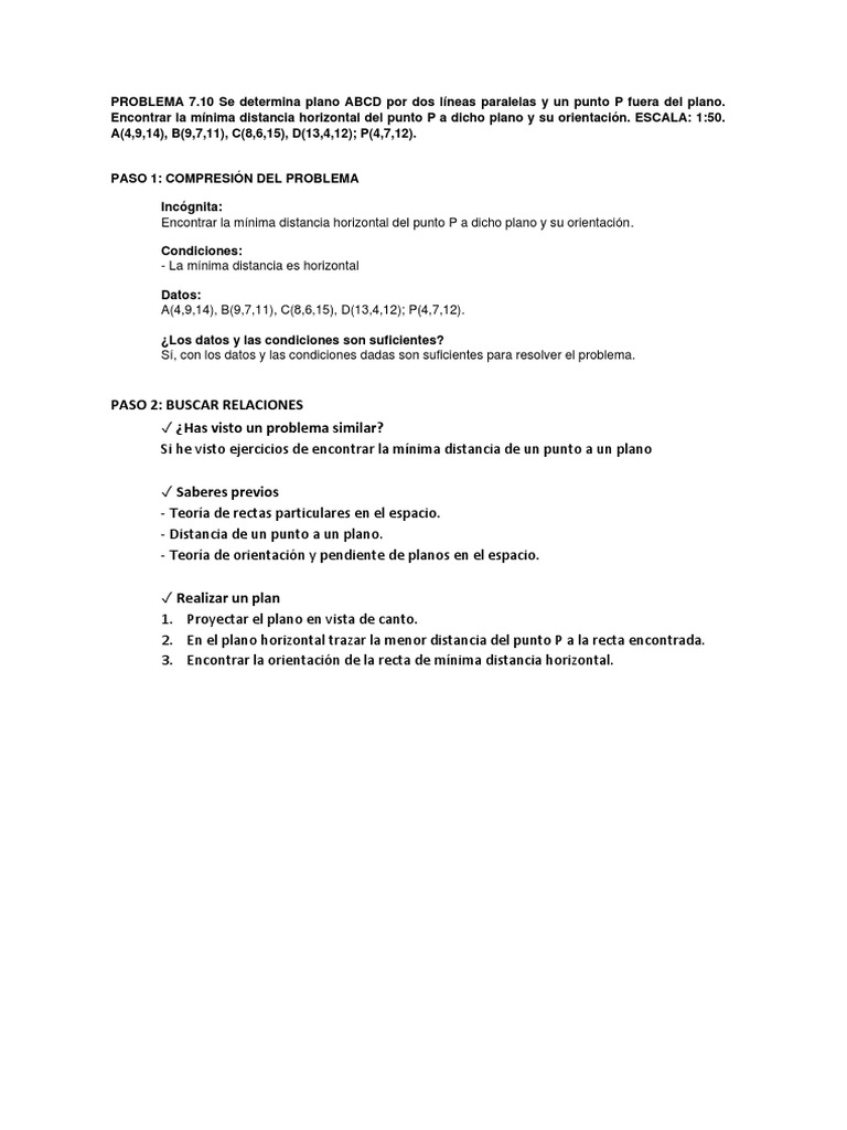Distancia Mínima de un Punto a un Plano | PDF | Métodos y materiales de enseñanza