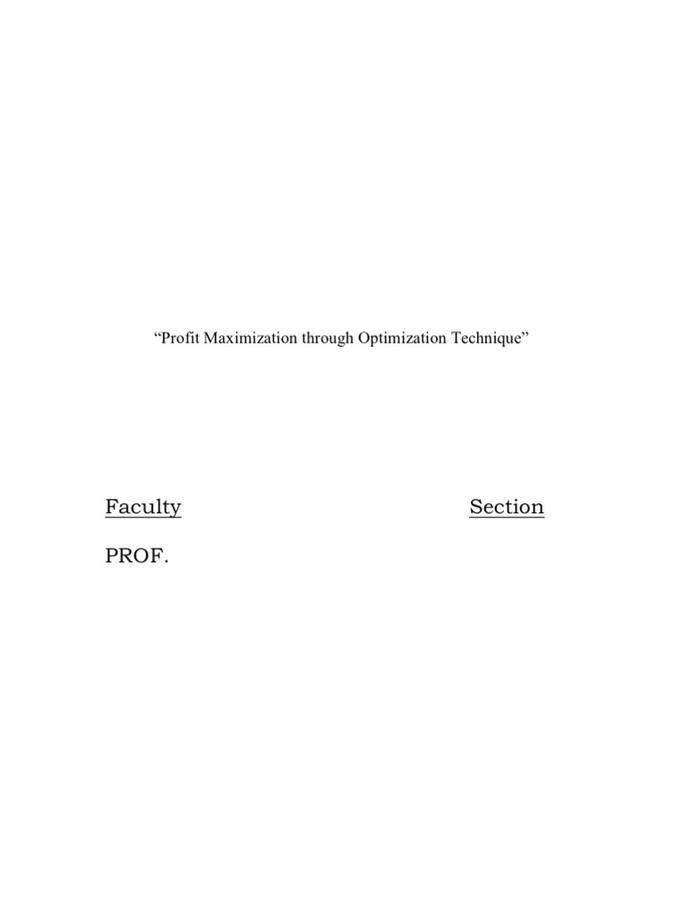 LPP Project - Profit Maximization Through Optimization Technique | PDF | Linear Programming ...