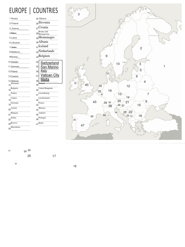 A Ranking of European Countries by Population Size with Country Names ...