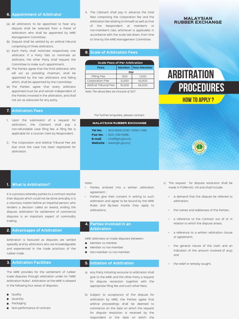 Flyers Mre Blue (Arbitration Procedure) | PDF | Arbitration | Arbitral ...