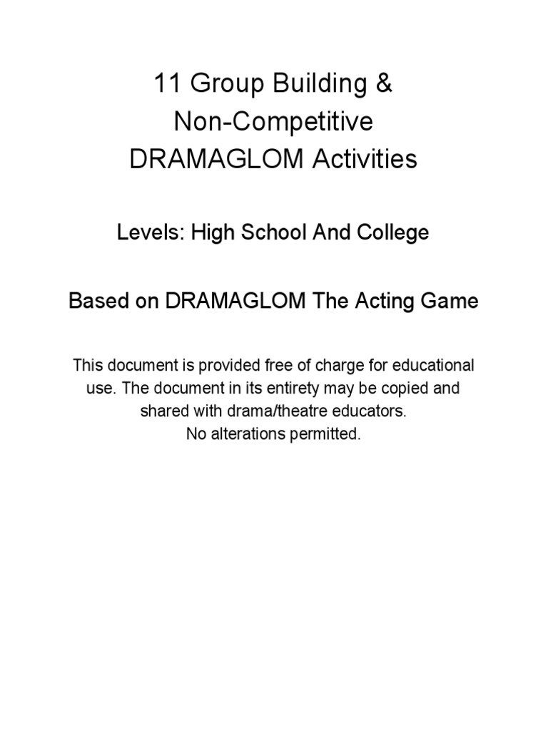11 Group Building & Non Competitive Activities DRAMAGLOM | PDF ...