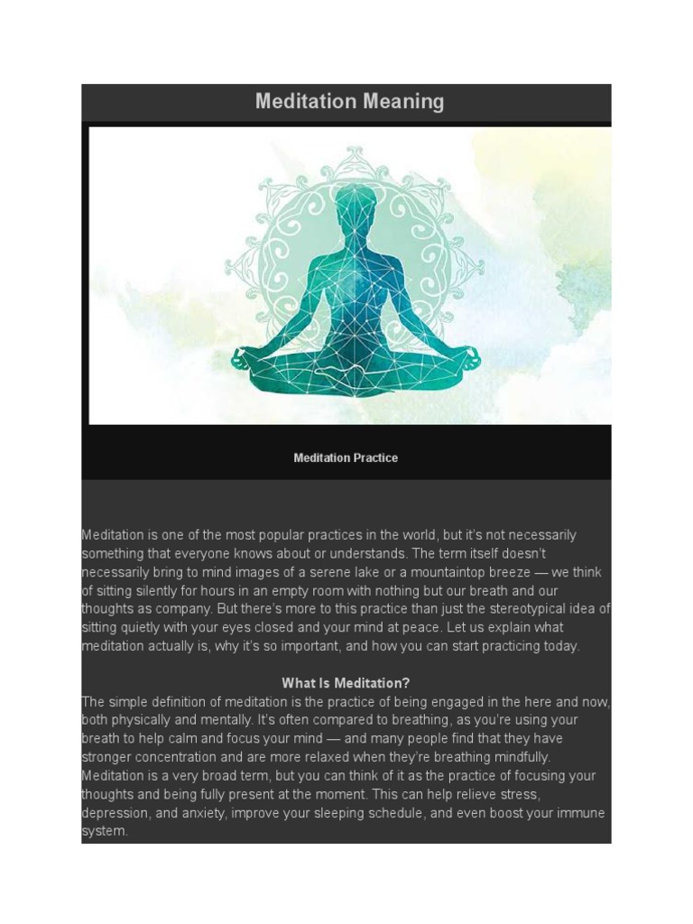 Definition of Meditation | PDF | Meditation | Vipassanā