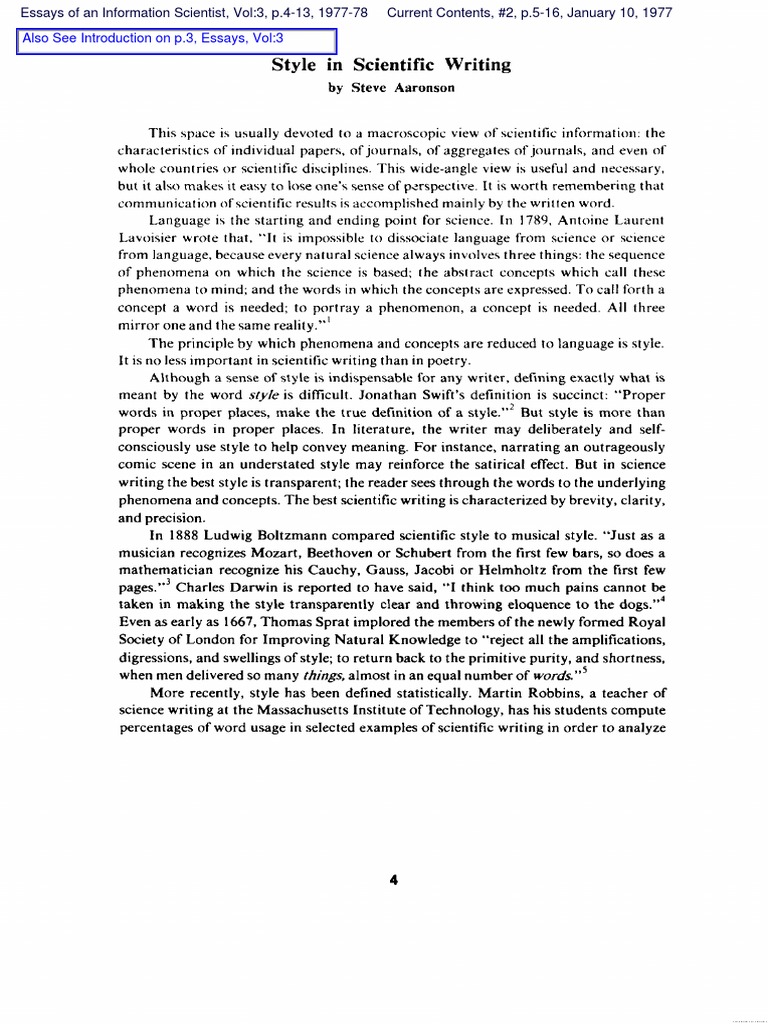 Aaronson, Steve - 'Style in Scientific Writing' | PDF | Science | Concept
