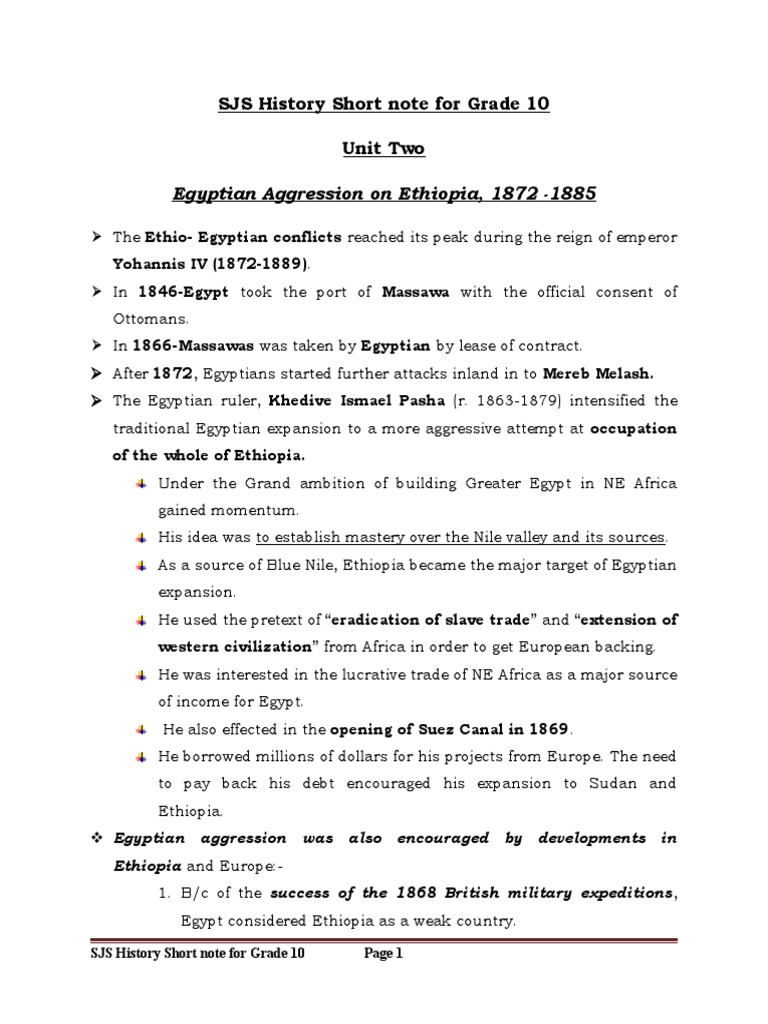 History Short Note For Grade 10, Dec 2021 | PDF | Military | Conflicts