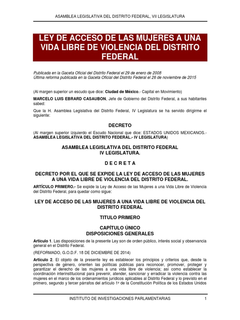 Ley de Acceso de Las Mujeres A Una Vida Libre de Violencia | PDF | La violencia contra las ...