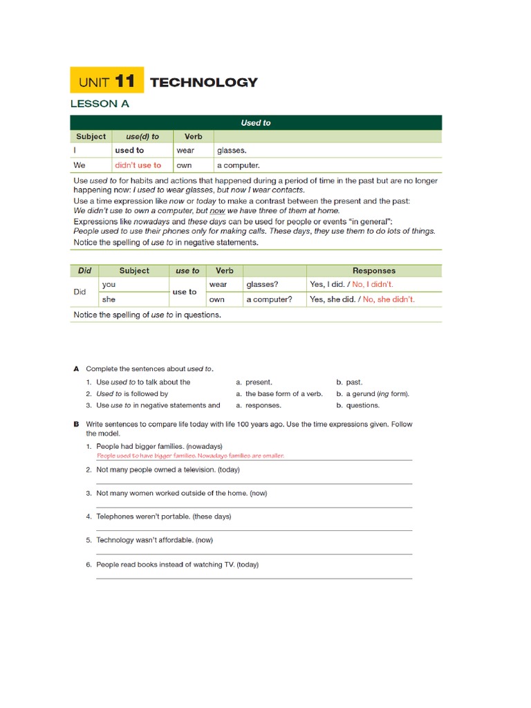 Used-To Lesson Plan | PDF