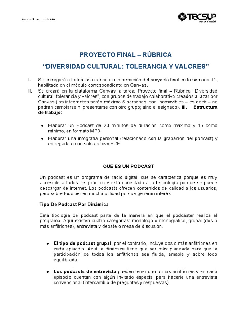 GUIA PROYECTO FINAL - 2022-2 - XD | PDF | Podcast