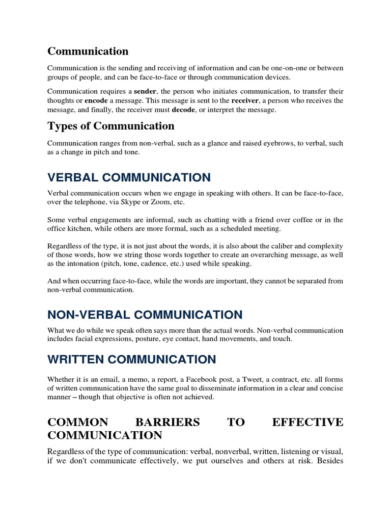 Communication | Download Free PDF | Communication | Nonverbal Communication