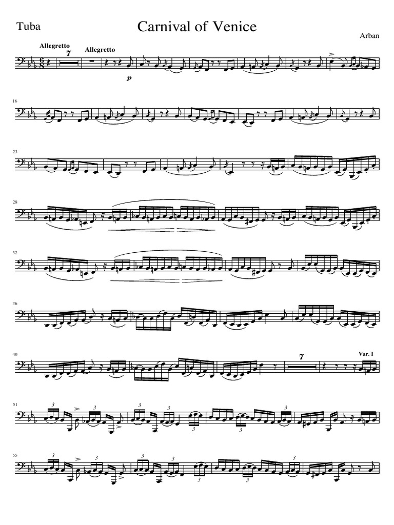 .Carnival of Venice-Bb Tuba PDF | PDF | Compositions | Musical Compositions