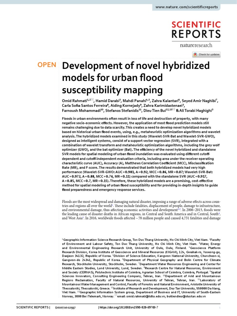 Development of Novel Hybridized Models For Urban Flood Susceptibility ...