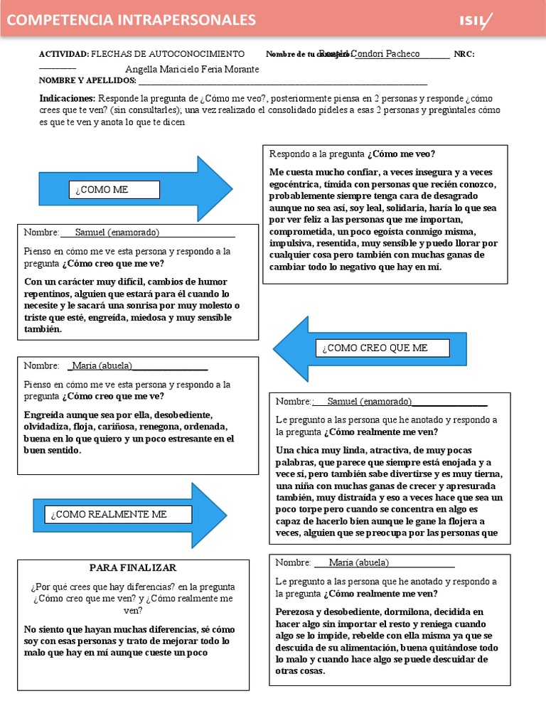 S01 - Actividad - Las Flechas Del Autoconocimiento - 202010 | PDF | Relaciones personales ...