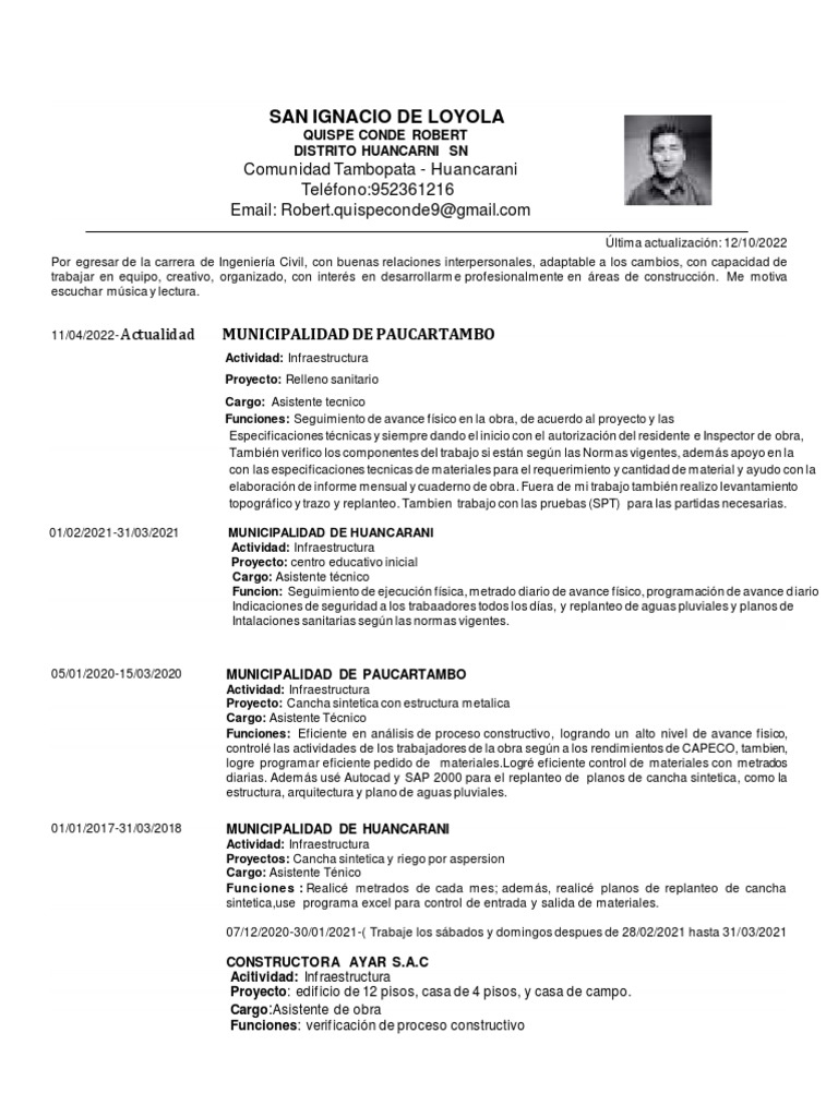 CV Robert Quispe Conde | PDF | Ingeniería