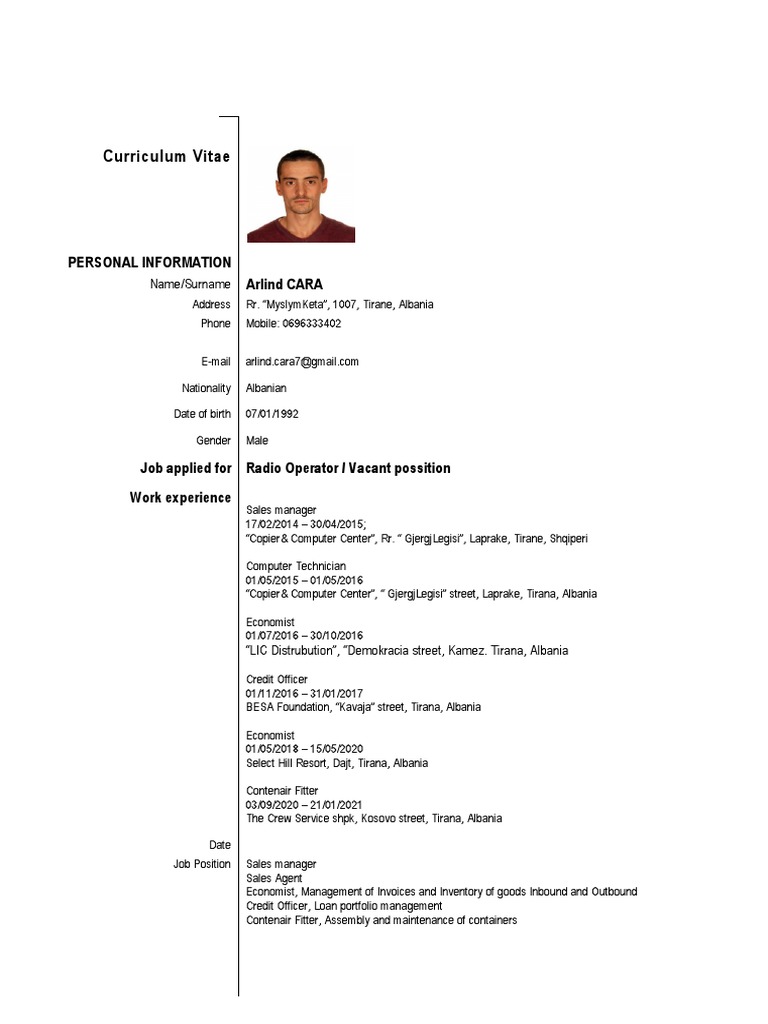 CV Arlindi 2021 Mod | PDF | Albania | Computing
