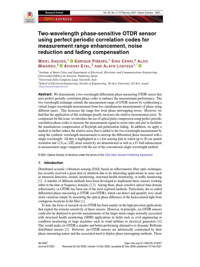 Two Wavelength Phase Sensitive Otdr Sensor Using Perfect Periodic Correlation Codes For