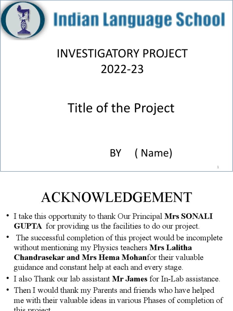 Investigatory Project File Submission Format | PDF | Observation | Books