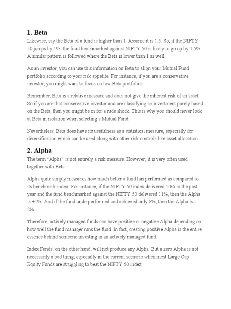 Understanding Mutual Fund Performance Metrics | PDF | Sharpe Ratio ...