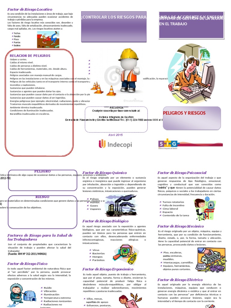 Triptico SST Peligros y Riesgos | Descargar gratis PDF | Estrés (biología) | Toxicidad