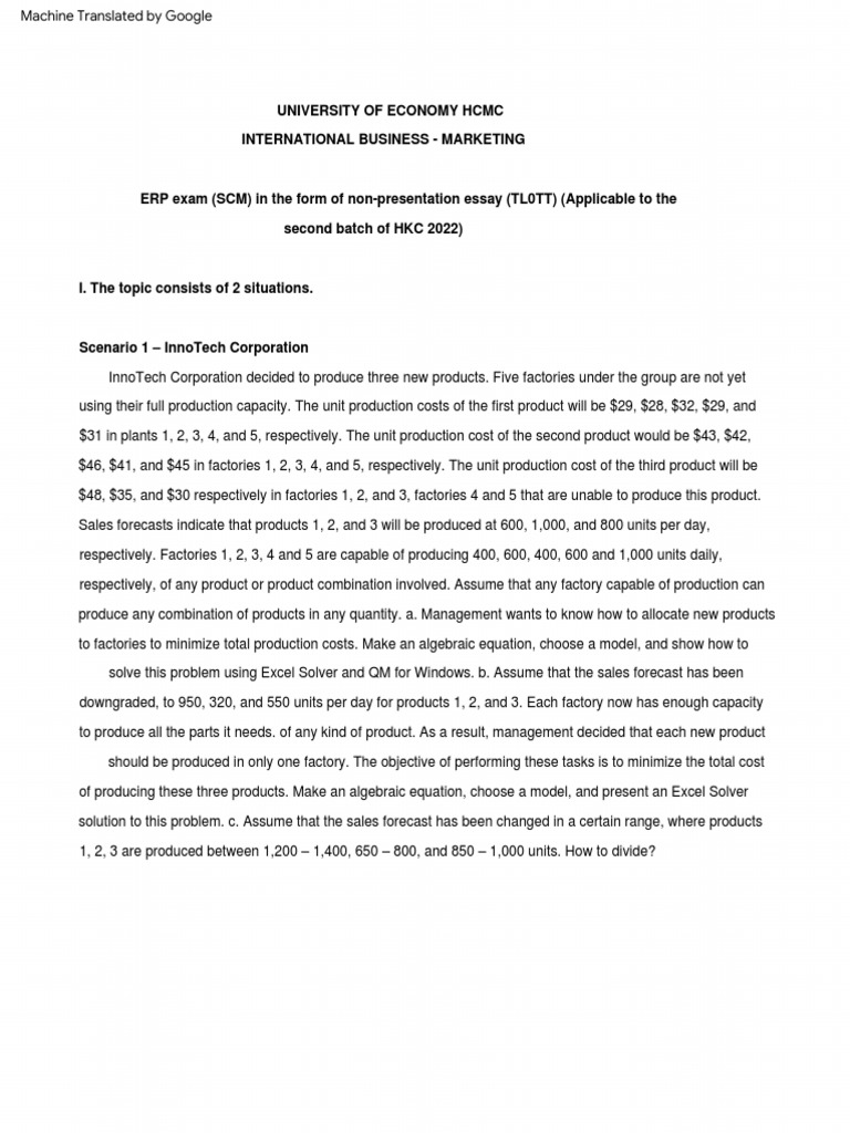 ERP - SCM - de Thi KTHP Dot 2 HKC2022 - Vi | PDF | Inventory | Toothbrush