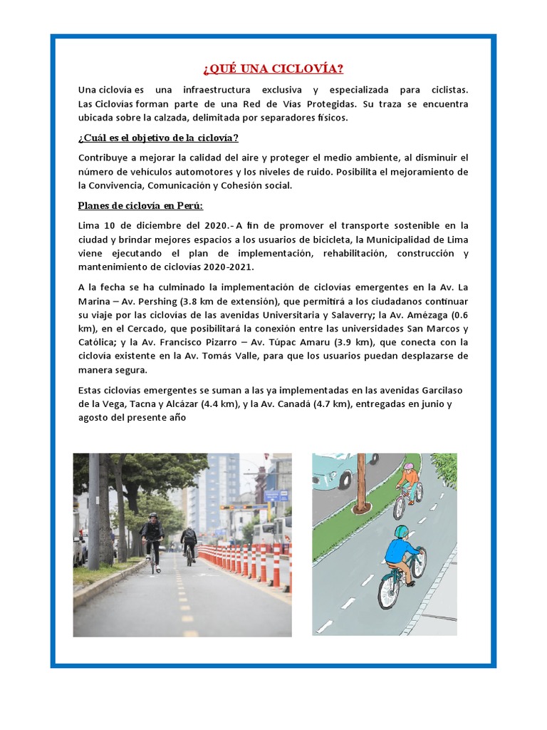 Que Es Una Ciclovia | PDF