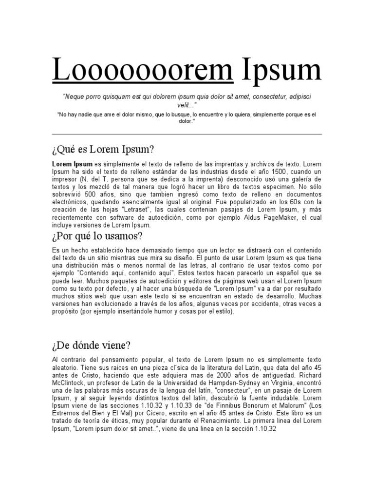 Historia y Uso del Lorem Ipsum | PDF | Estudios de idiomas extranjeros | Ficción general