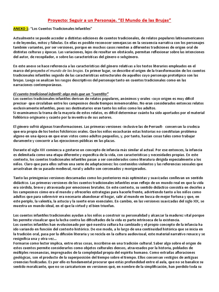 Resumen - Anexos Del Proyecto de Brujas | PDF | Cuentos | Folklore