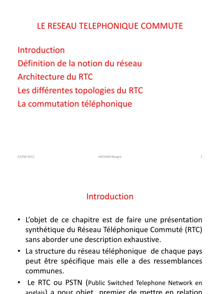 Cours2 Le Reseau Telephonique Pdf Réseau Téléphonique Commuté