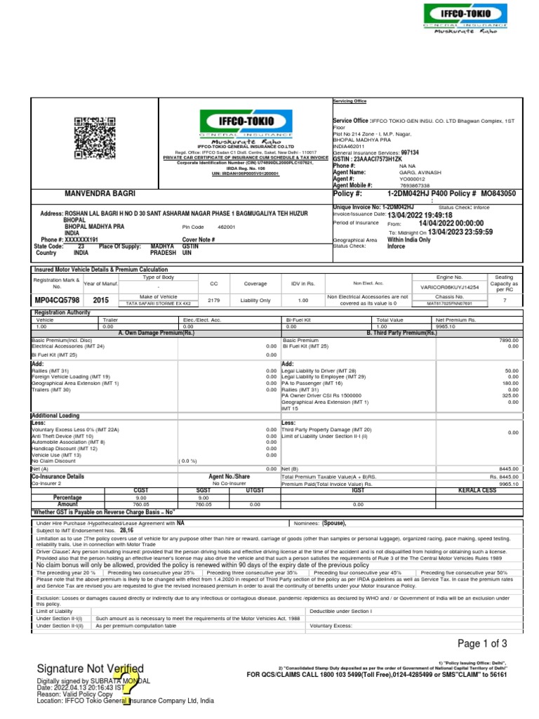 Private Insurance Car Package Policy | PDF | Indemnity | Insurance