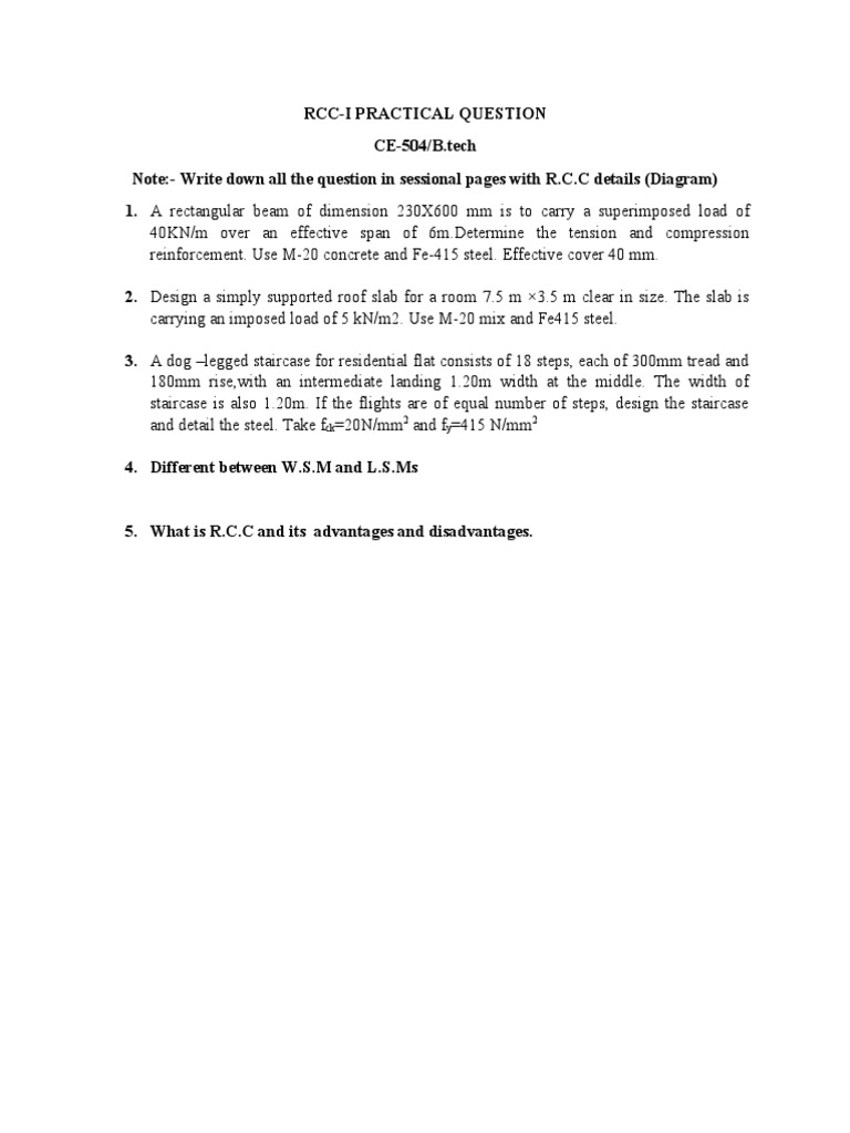 RCC Ce-504 Practical Question | PDF | Science & Mathematics | Technology & Engineering