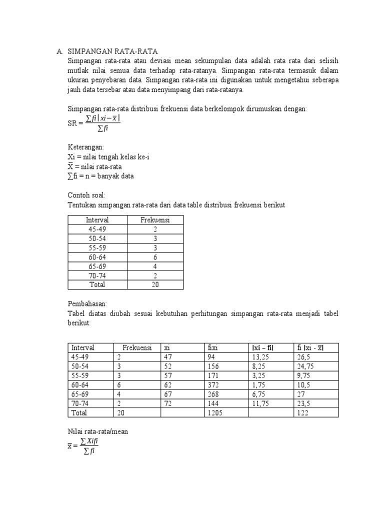 Simpangan Rata2 Dan Simpangan Baku Asya | PDF | Metode & Bahan Ajar
