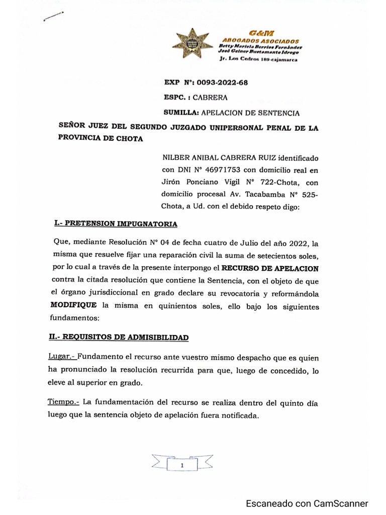 Apelacion de Sentencia | PDF