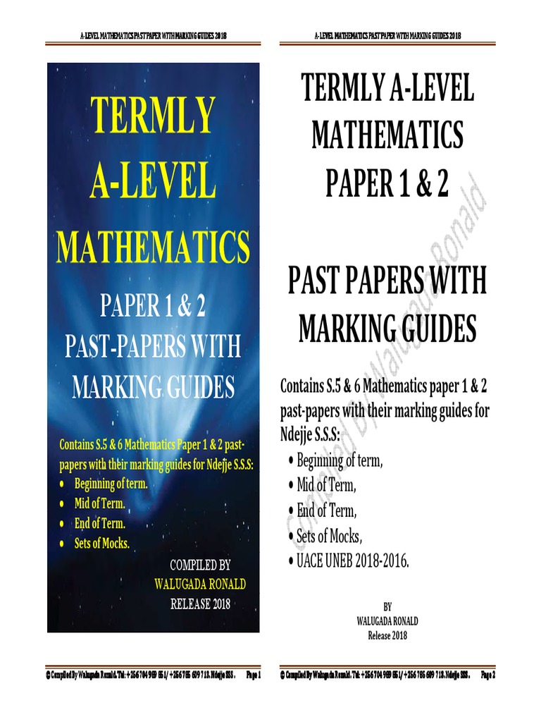 Ndejje Sss Alevel Math Past Papers With Guides | Download Free PDF ...