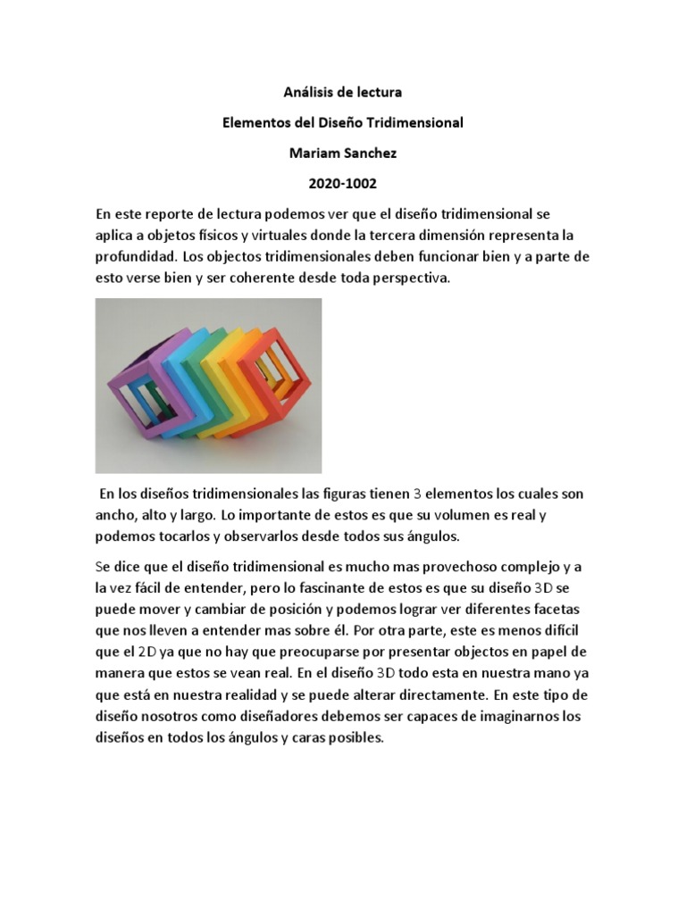 Análisis de Lectura Elementos Del Diseño Tridimensional | PDF | Arte